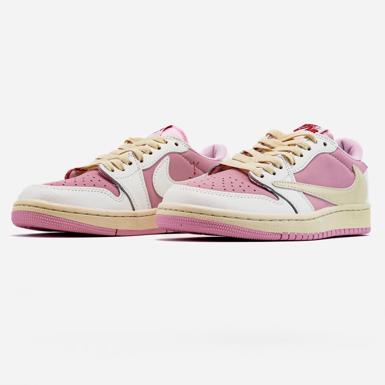Кроссовки Nike Air Jordan 1 Low x Travis Scott Pink White Beige Купить ...